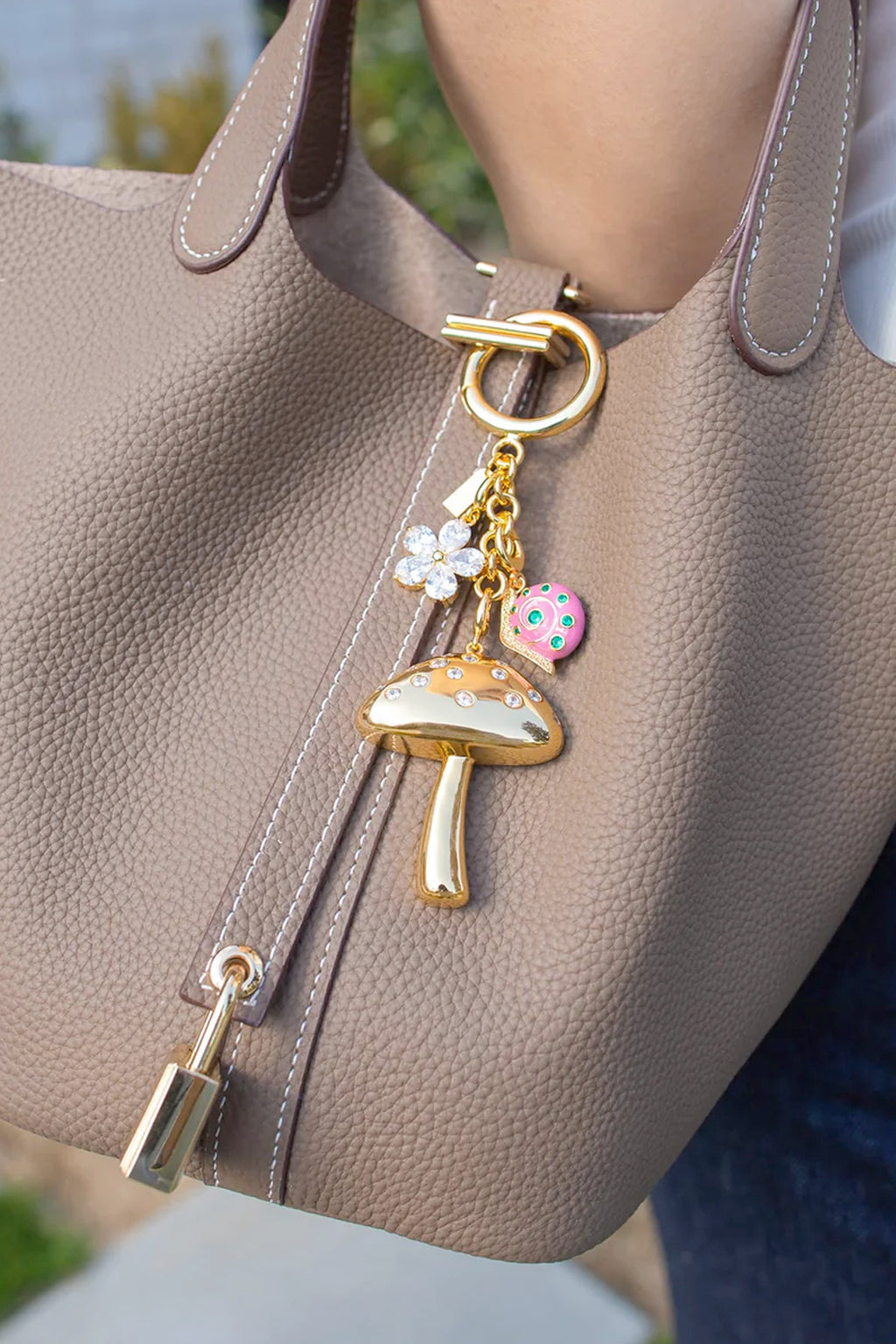 Golden Mushroom Bag Charm – Pinkadot